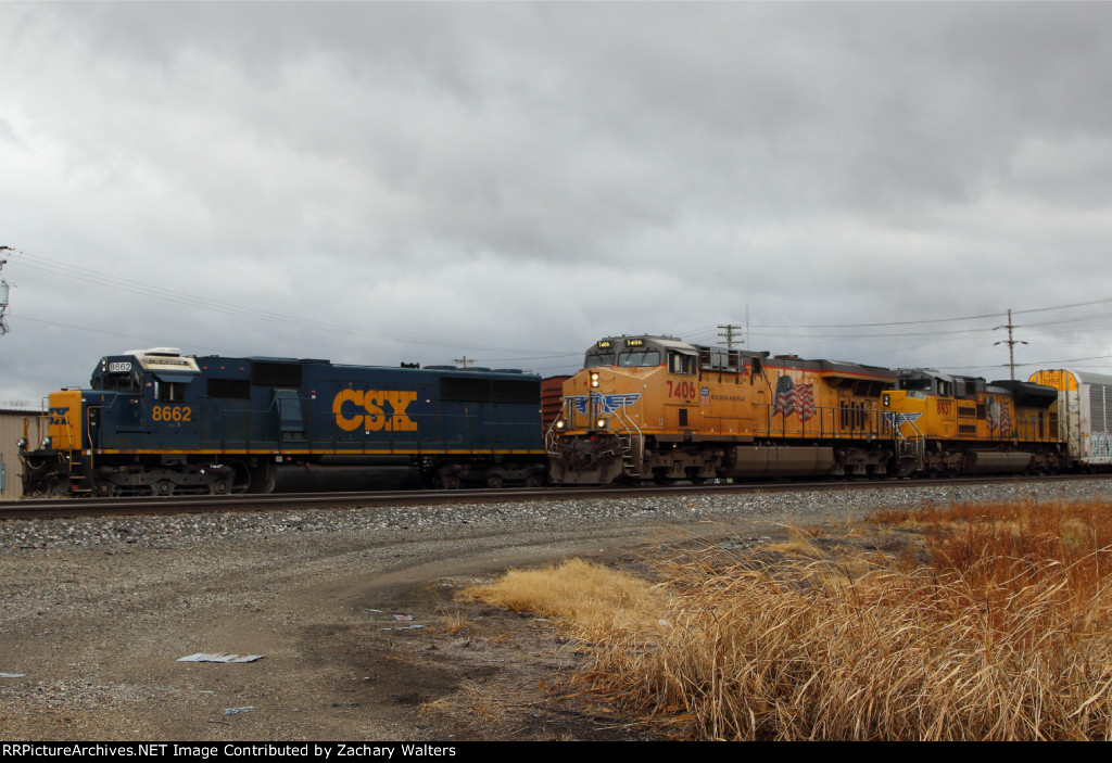 CSX 8662 UP 7406 8937